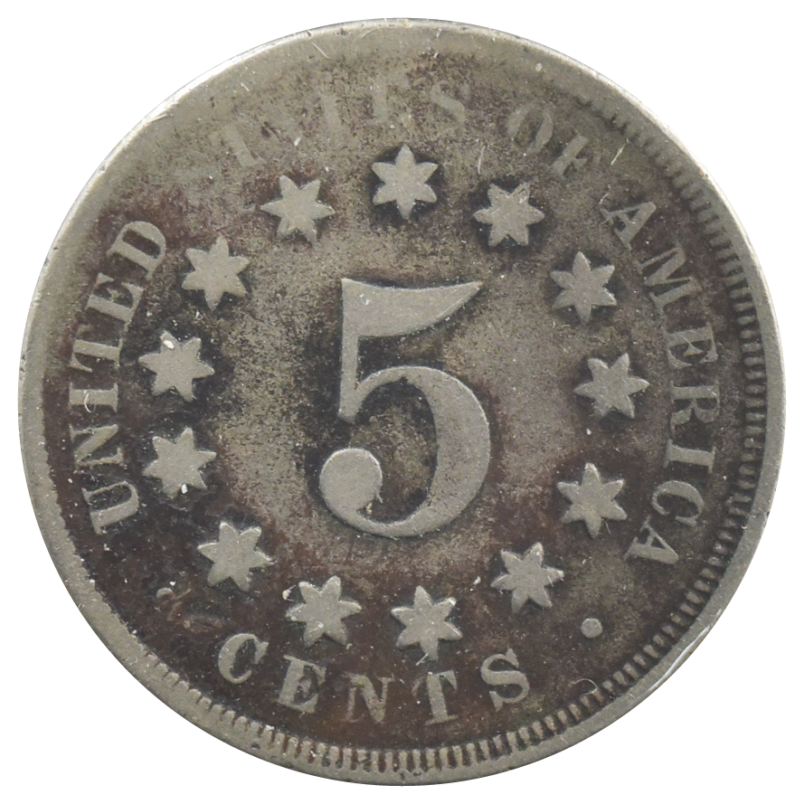 1867 Shield Nickel No Rays (VG) "Dark" – CCI
