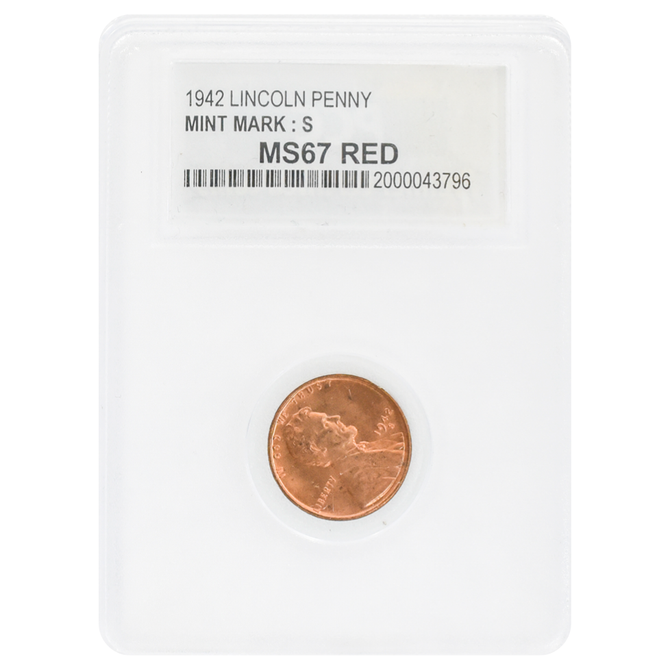 1942-S Wheat Cent MS67 Red – CCI